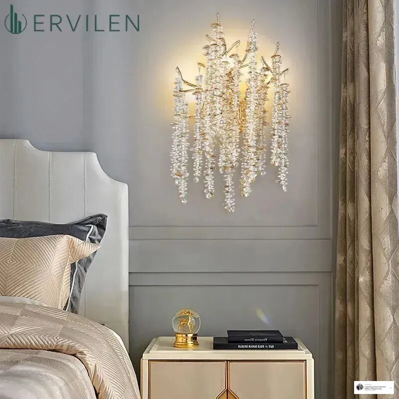 Настенный светильник ERVILEN E14 36 Вт хрустальный, для отеля, классический