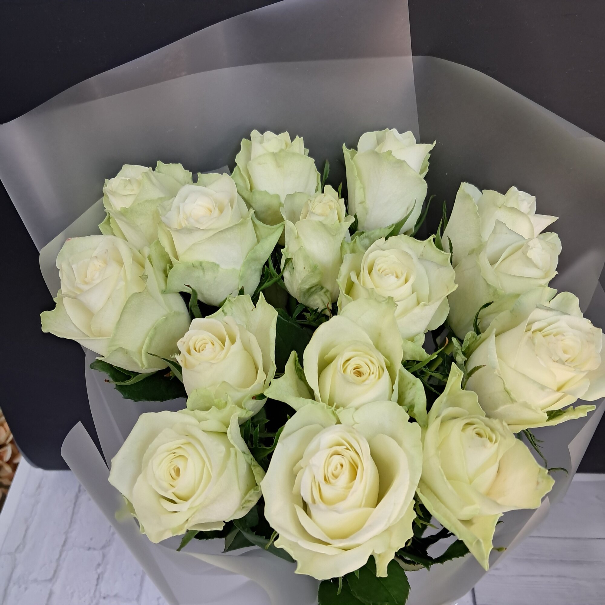 Роза 15 белая, цветы букет