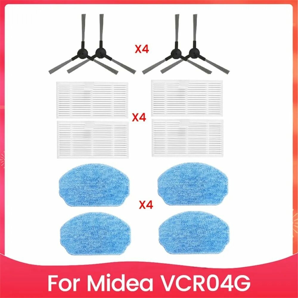 12 шт. Боковая щетка Hepa фильтр швабры салфетка для Midea VCR04G робот пылесос сменные аксессуары