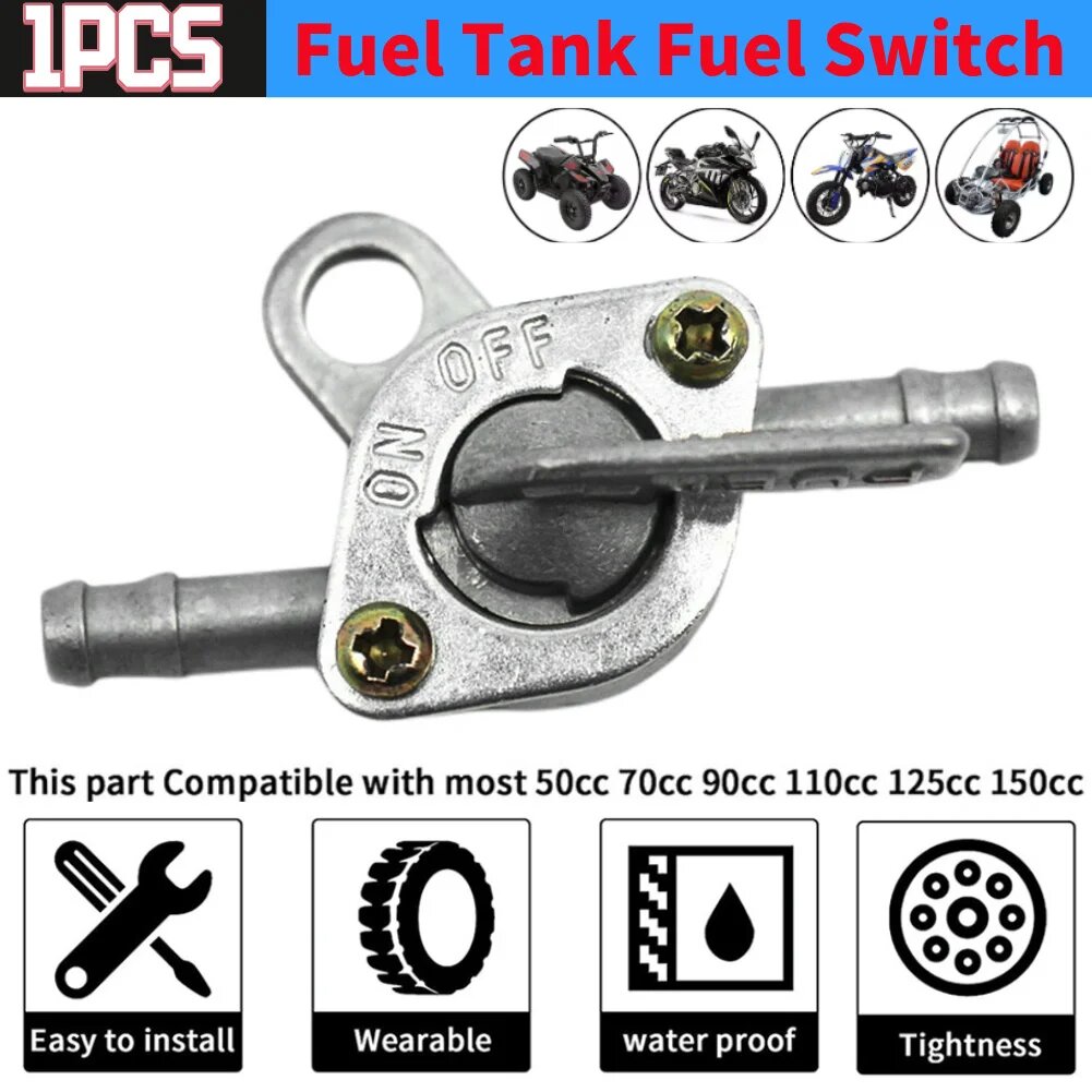 Встроенный фильтр для топливного бака, переключатель спускного крана, бензиновый газ, топливный кран, петух, клапан, переключатель для мотоцикла, квадроцикла, 50/70/90/110/125/140/150cc