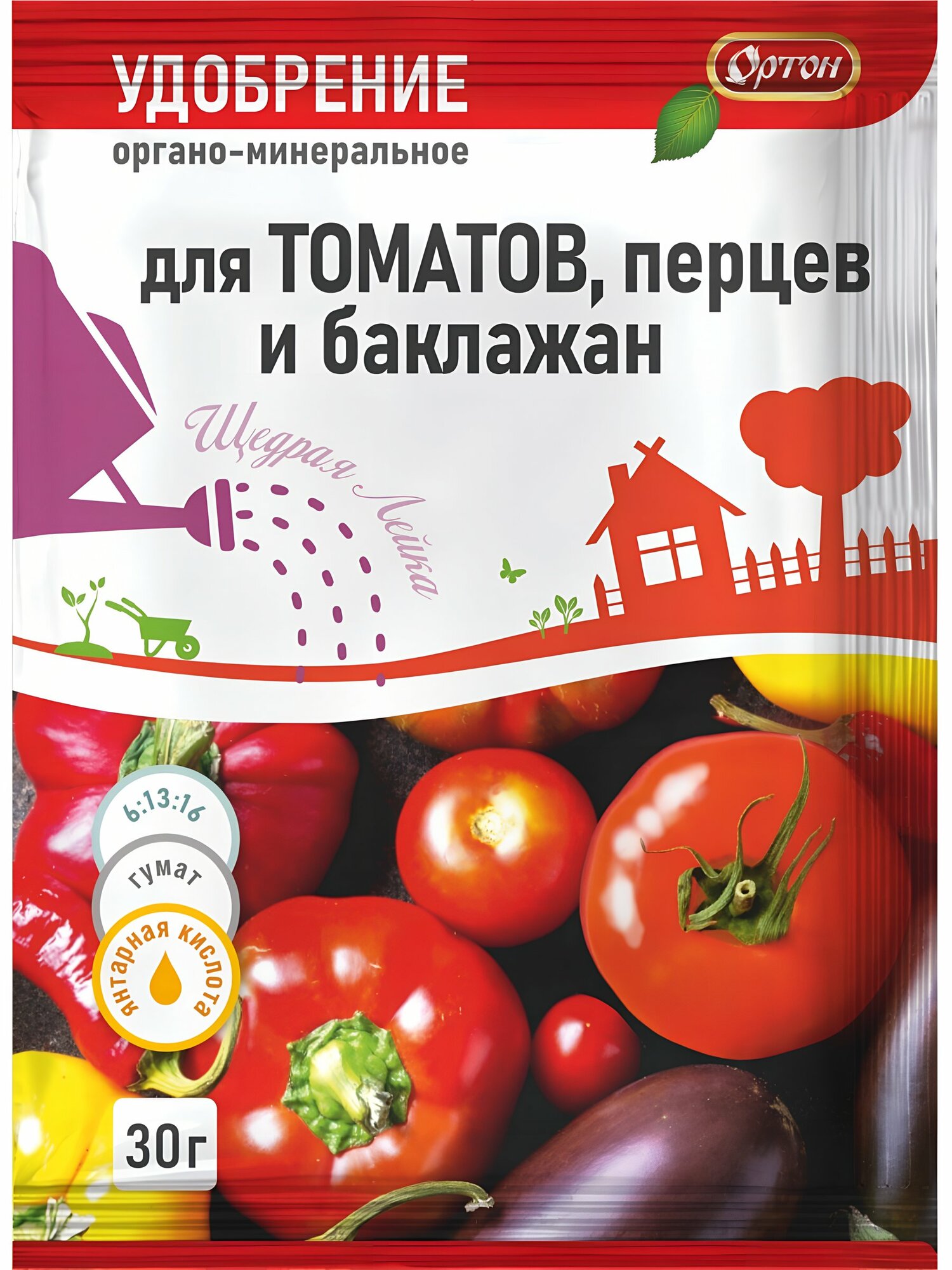 Органоминеральное удобрение Ортон Тукосмесь для томатов, перцев и баклажанов, стимулятор роста, гранулы, 30 г