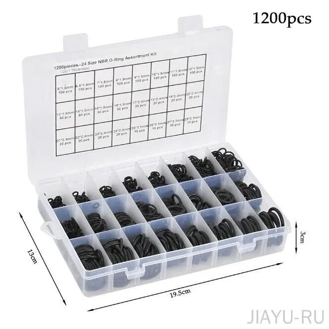 Набор из 1200 черных термостойких нитриловых резиновых плоских кольцевых герметиков, водонепроницаемых, 24 размера, включая инструмент для герметиков