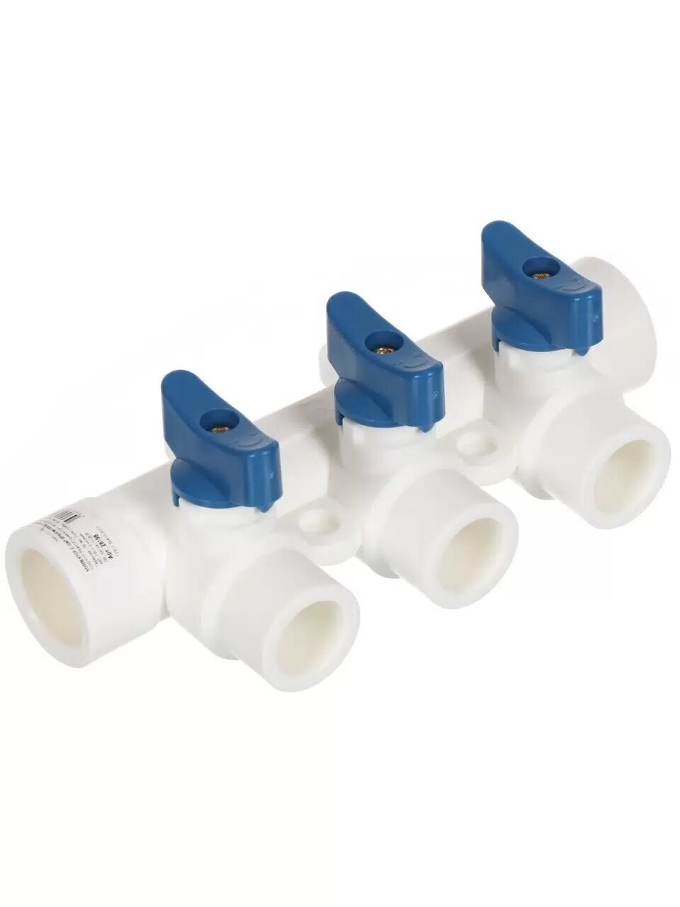 РосТурПласт Коллектор полипропилен, 25х20 мм, 3 выхода, с кранами, белый