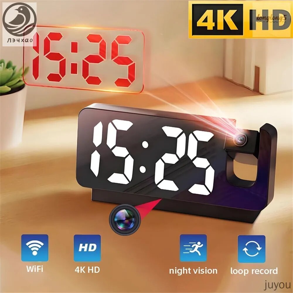 Скрытая камера видеонаблюдения, камера-часы WIFI, 4K HD, ночное видение, петлевая запись