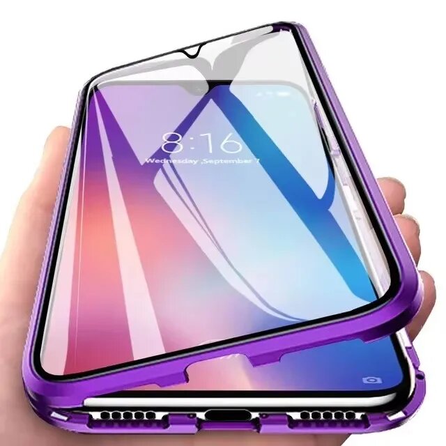 Чехол с двусторонним магнитным стеклом для Samsung Galaxy Фиолетовый, Purple, For Galaxy S24 Ultra