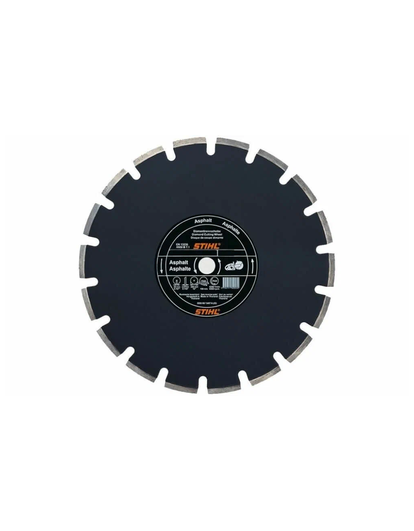 Диск алмазный STIHL 0835 080 7021, для асфальта, мокрый рез, 35 см, 5500 оборотов, черный