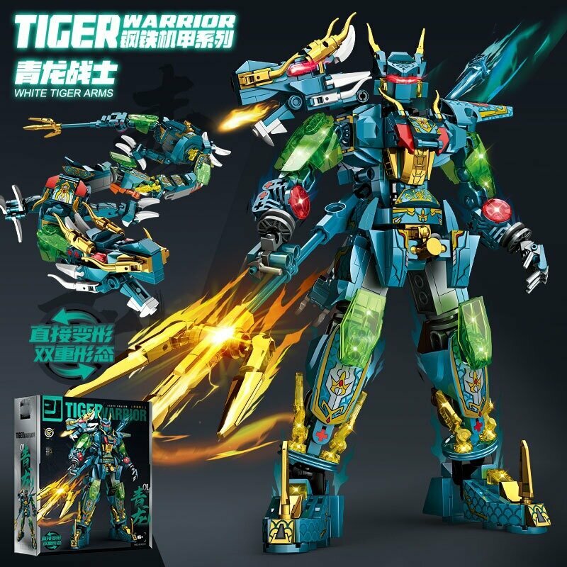 Qinglong Mecha Building Block Деформация Сборка Робот 2024 Сборка для мальчиков Детская игрушка Подарок на день рождения