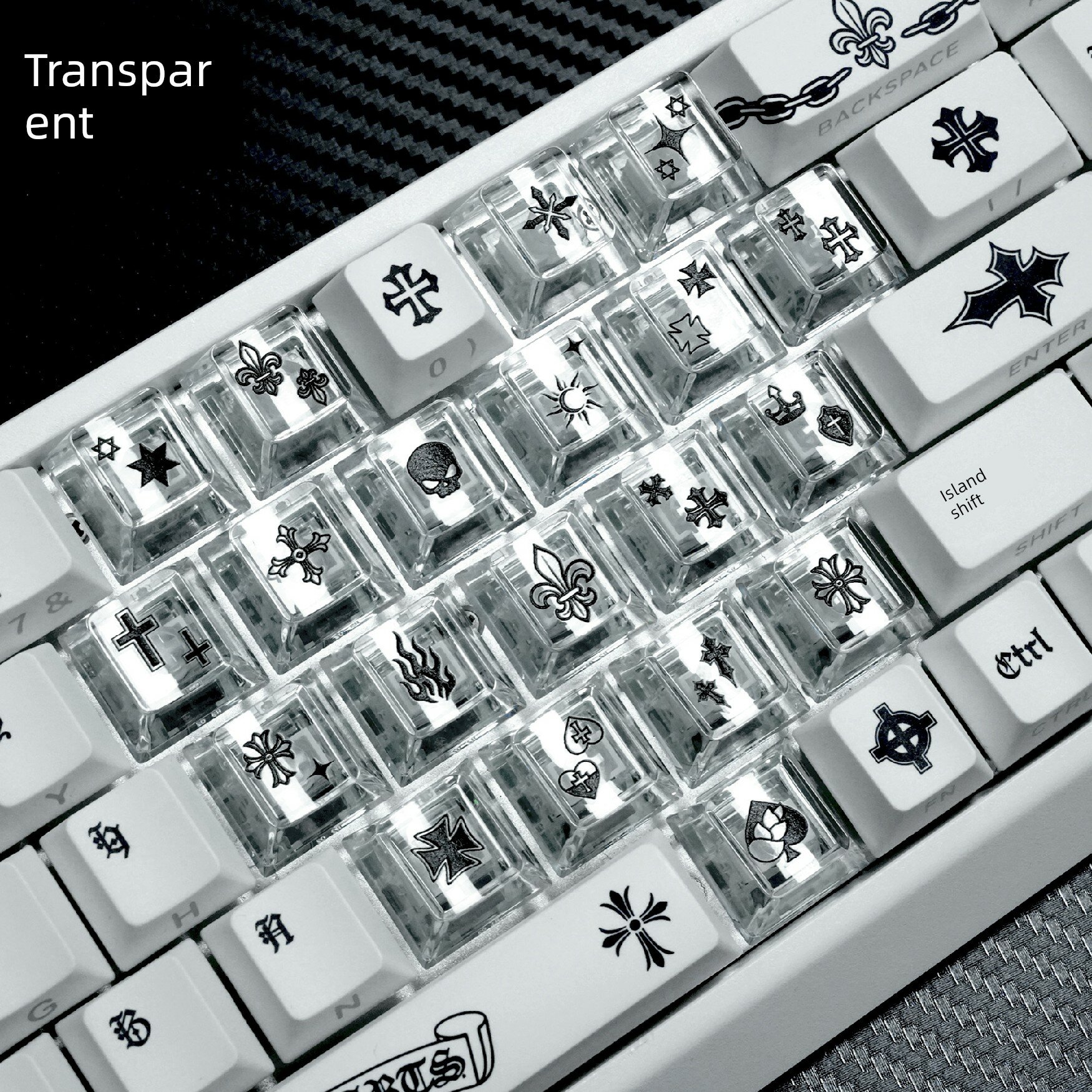 Кейкап Crow Heart Love, полупрозрачный, из поликарбоната, оригинальный, без гравировки, для самостоятельной сборки,