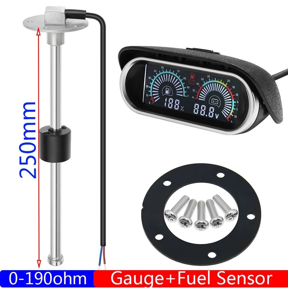 Датчик уровня топлива 100 ~ 600 мм + двойной датчик 0-190 Ом датчик уровня топлива/вольтметр с 250mm