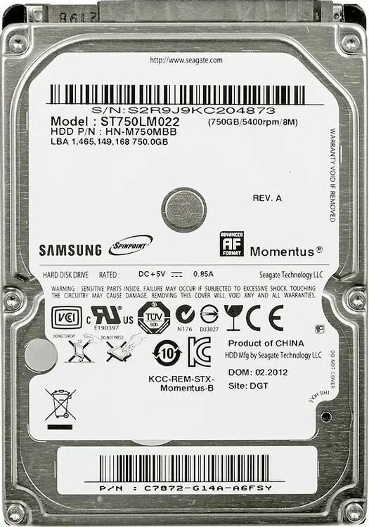 Внутренний жесткий диск Samdung HDD 2.5 750 ГБ ST750LM022 для ноутбуков, ПК и приставок