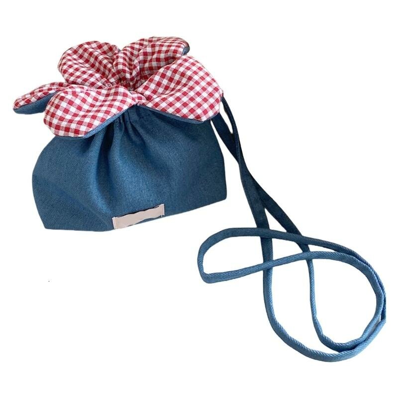 Джинсовая сумка-мешок для женщин, Светло-голубая ковбойка