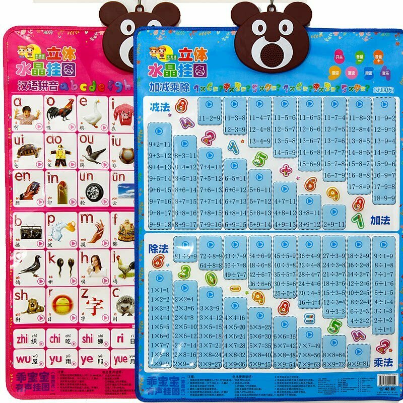 Набор из 2 карточек: сложение, вычитание, умножение, деление с пиньинем для поддержки китайского языка