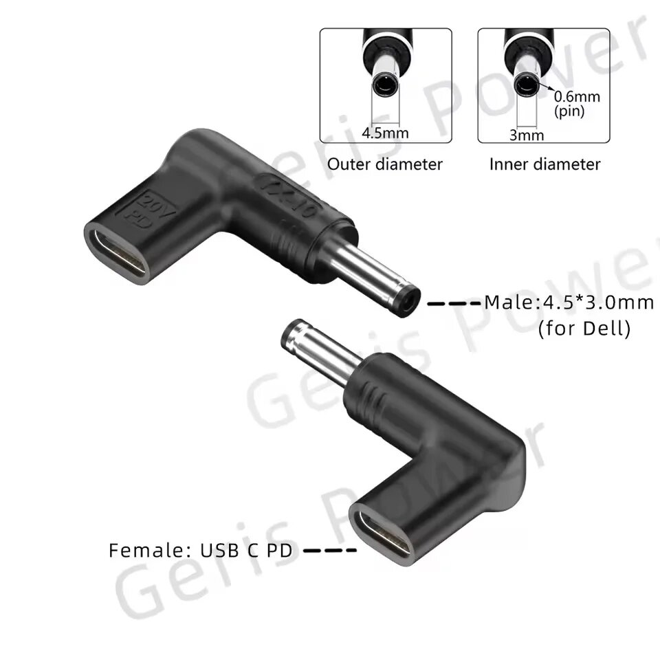 Адаптер USB Type C PD 4.5x3.0mm (Dell)
