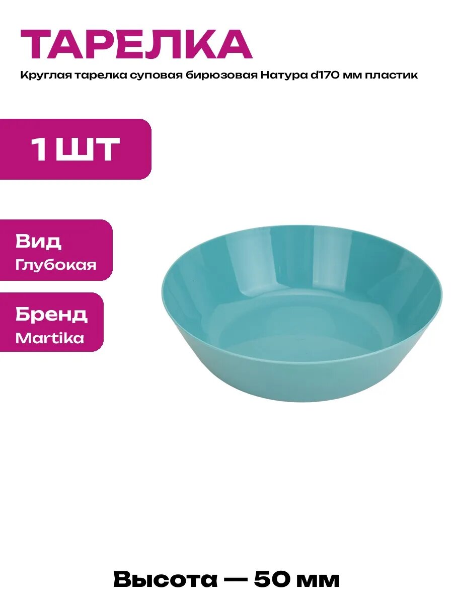 Тарелка круглая Натура бирюзовая d170 мм полипропилен С946