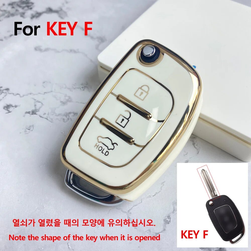Откидной чехол для ключа автомобиля 3/4 бутылки для Hyundai Solaris Creta Ix25 Key F-3HOLD-white