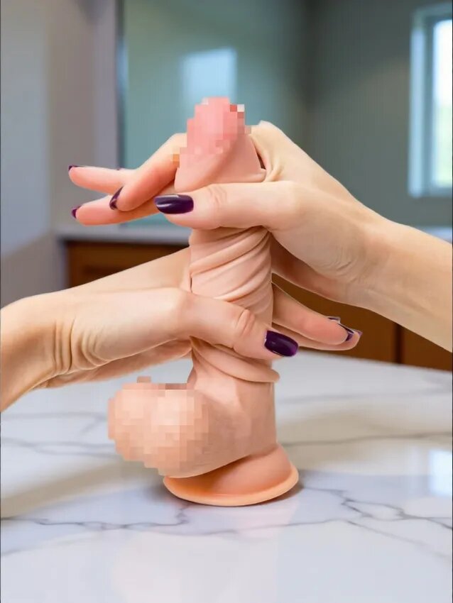 Реалистичный фаллоимитатор Toy Joy, двигающаяся кожа, шарниры - 18,5 см.