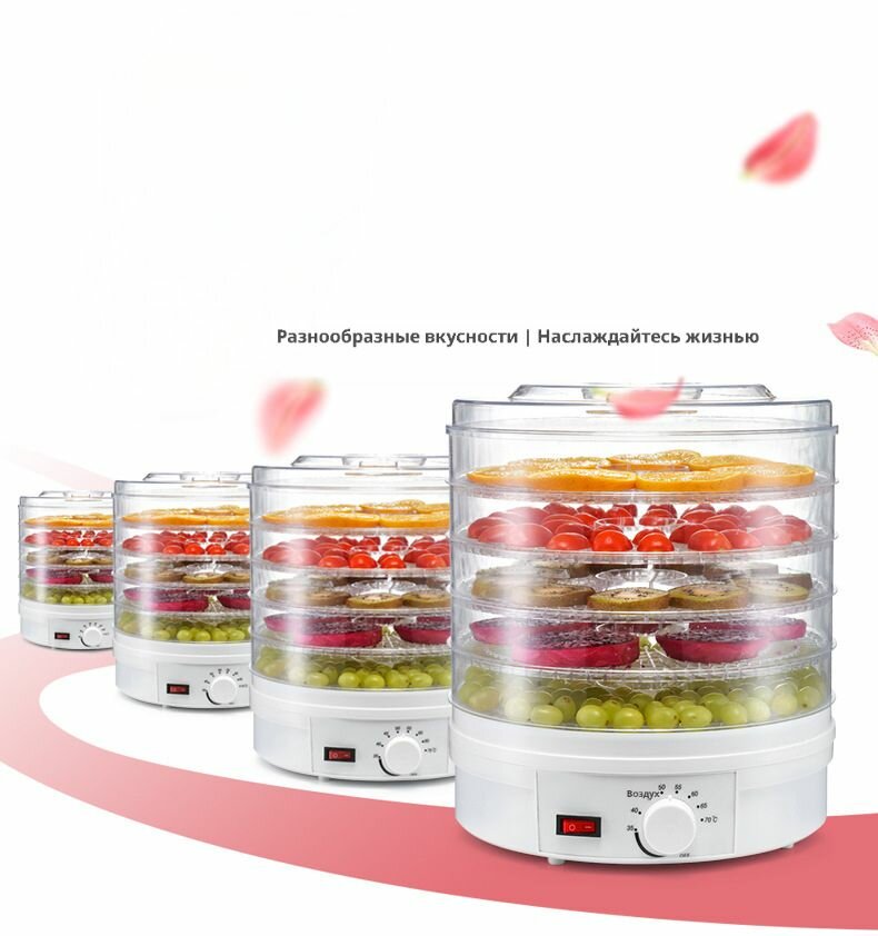 Бытовая сушилка для продуктов питания, дегидратор для овощей и фруктов, сушка орехов, мяса и трав, многоярусная тихая сушилка для дома