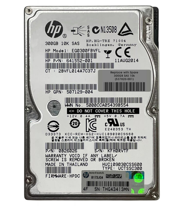 Жесткий диск HP 300Gb 10000 SAS 2.5" HDD 537820-001