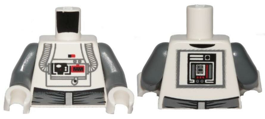 Деталь Lego 973pb0270bc01 Torso SW AT-AT Driver Dark Bluish Gray Pattern / Dark Bluish Gray Arms / White Hands