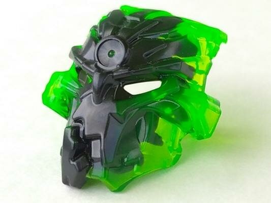 Деталь Lego 24164pb01 Bionicle Mask Umarak with Marbled Trans-Bright Green Pattern