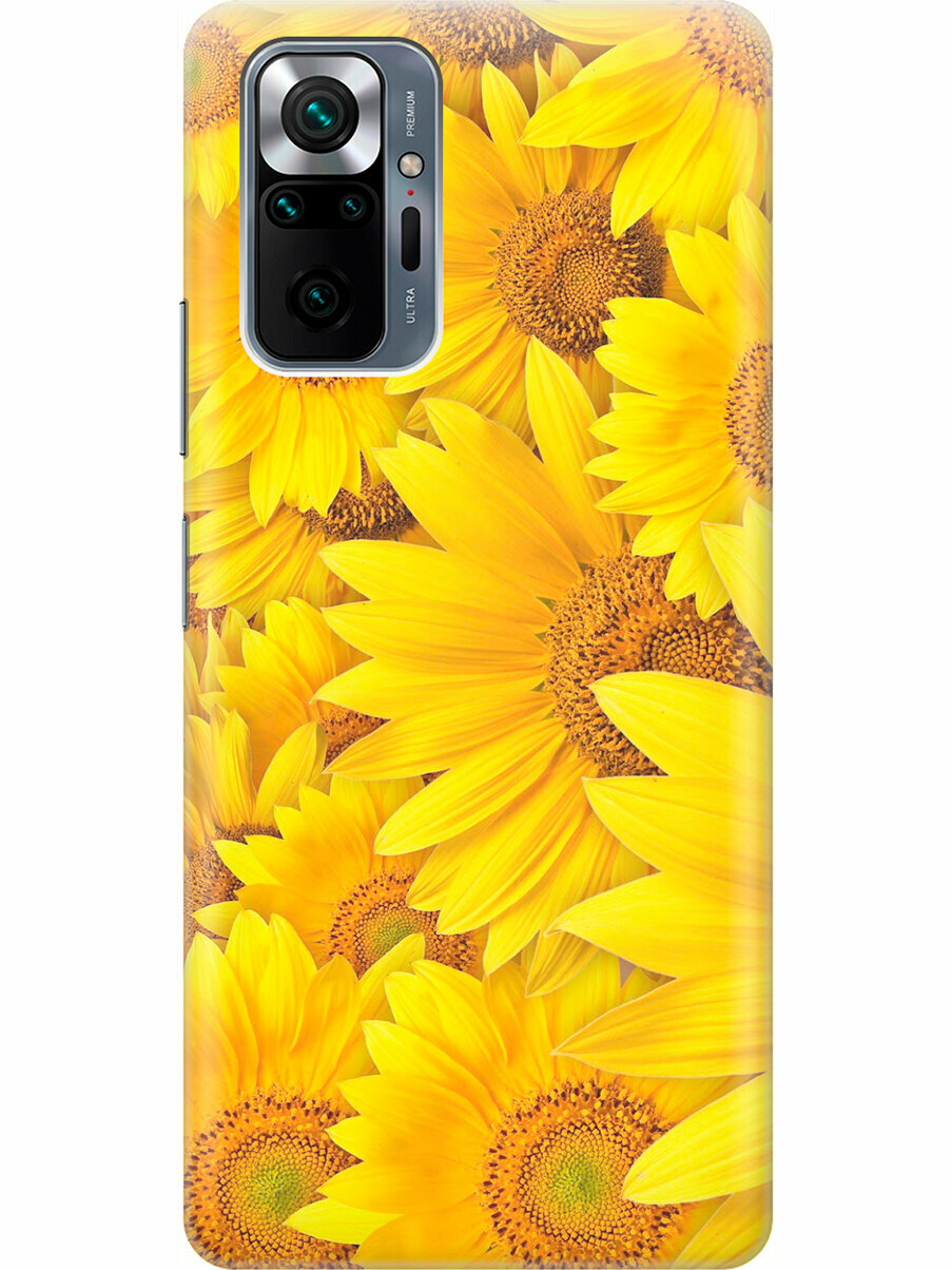 Ультратонкий силиконовый чехол-накладка для Xiaomi Redmi Note 10 Pro с принтом "Море подсолнухов"