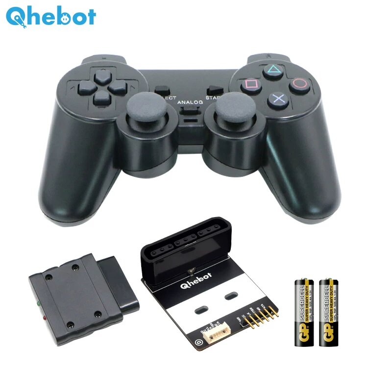 Беспроводной контроллер PS2 + переходник + 2 батарейки AA, 2.4G дистанционное управление (Рекомендуется)
