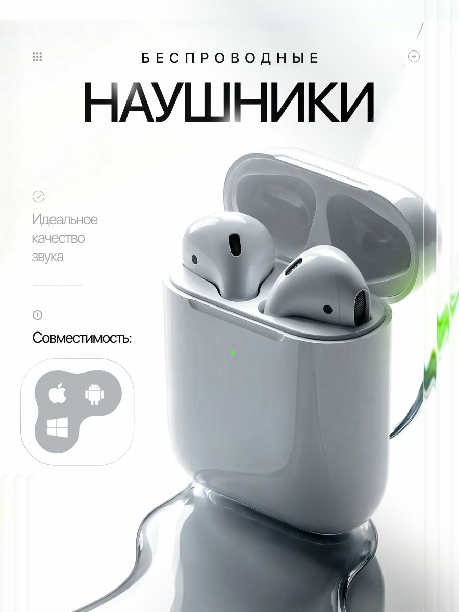 Беспроводные наушники TWS Premium с подключением Bluetooth для смартфона Iphone / Android, белые