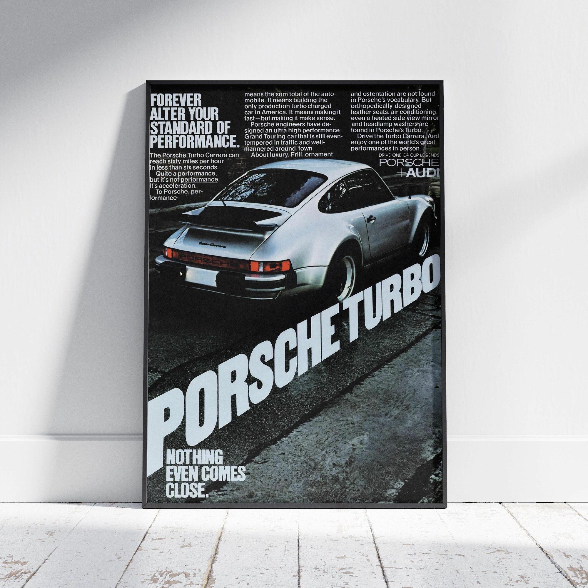 Плакат на стену для интерьера Культовые машины (Porsche 930 Turbo 1) - Постер по легендарным и классическим ретро автомобилям формата А4 (21x30 см)
