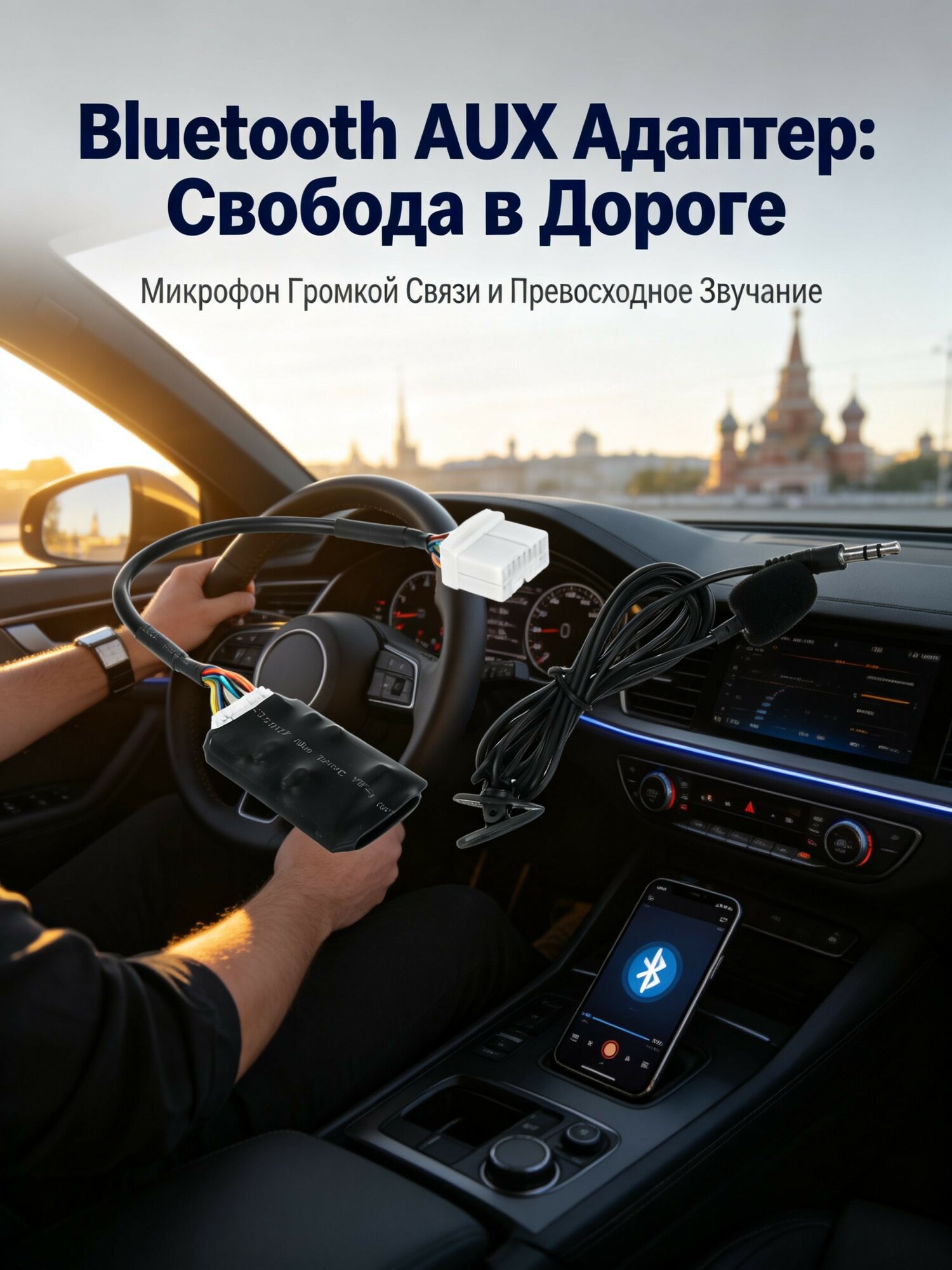 Автомобильный адаптер Bluetooth AUX с микрофоном и громкой связью, для Accord Fit с модулем подключения и коробкой для дисков