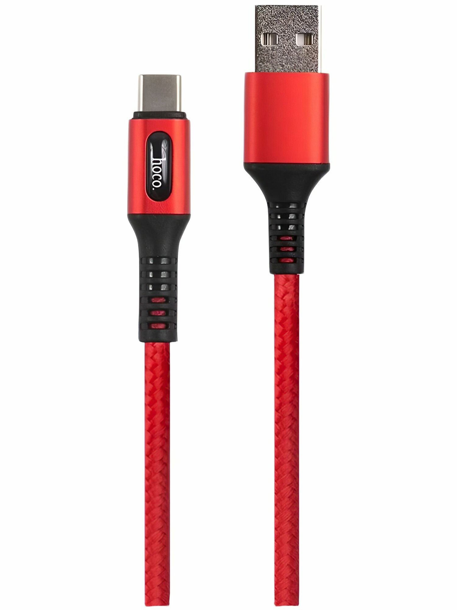 Кабель USB - USB Type-C HOCO U79, 3A (красный) 1,2м (в оплетке, LED индикатор)