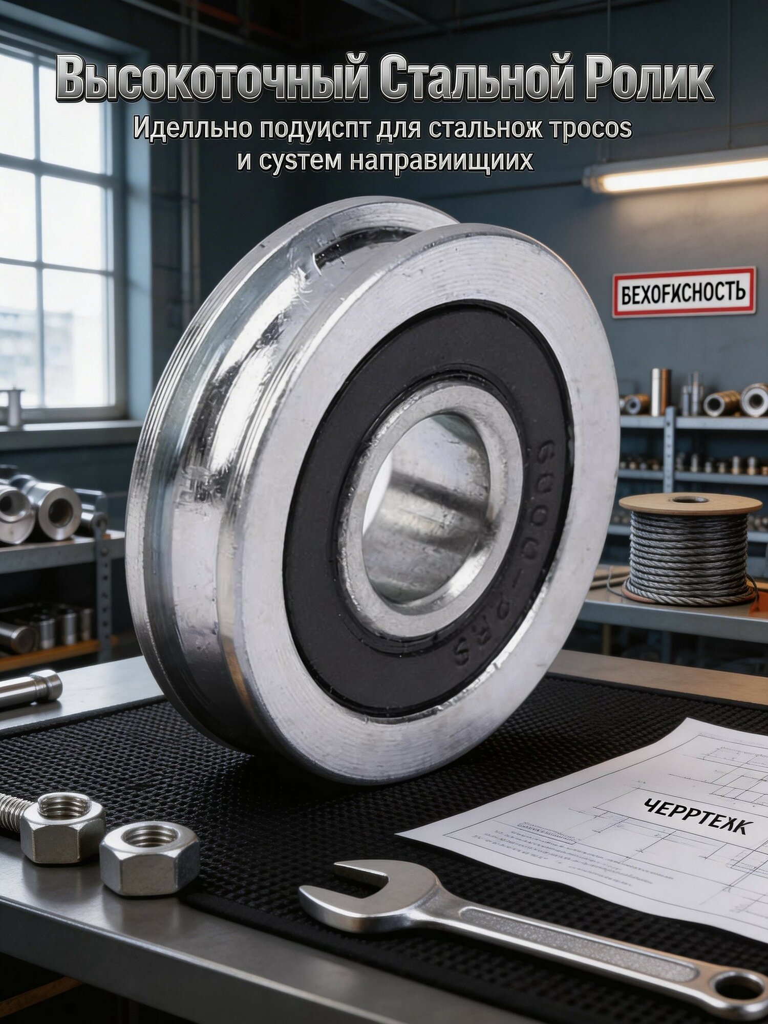Подвесной колесный ролик 10x30x8 мм, направляющее колесо из нержавеющей стали со стальным тросом в упаковке 1 шт