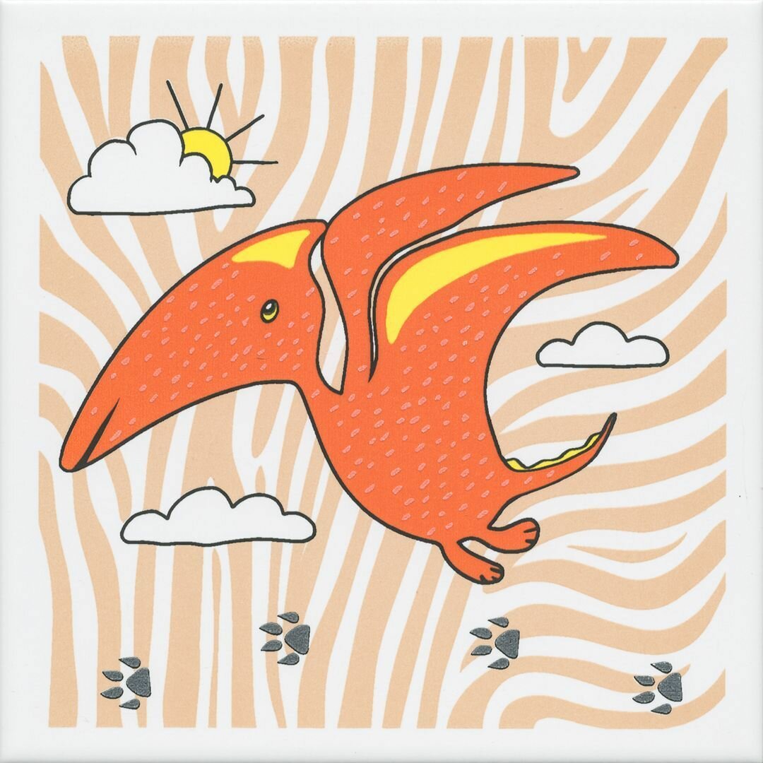 Керамическая плитка KERAMA MARAZZI OP/A229/5009 Декор Динозаврики 4 матовый 20x20x6,9 Цена за 1/шт