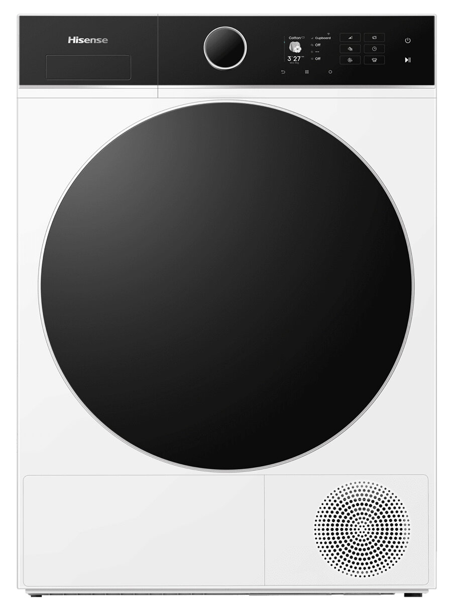 Сушильная машина Hisense DH5I804UW2D, 8 кг, 17 программ, инверторный мотор, перенавешиваемая дверь, управление по WI-Fi, белый