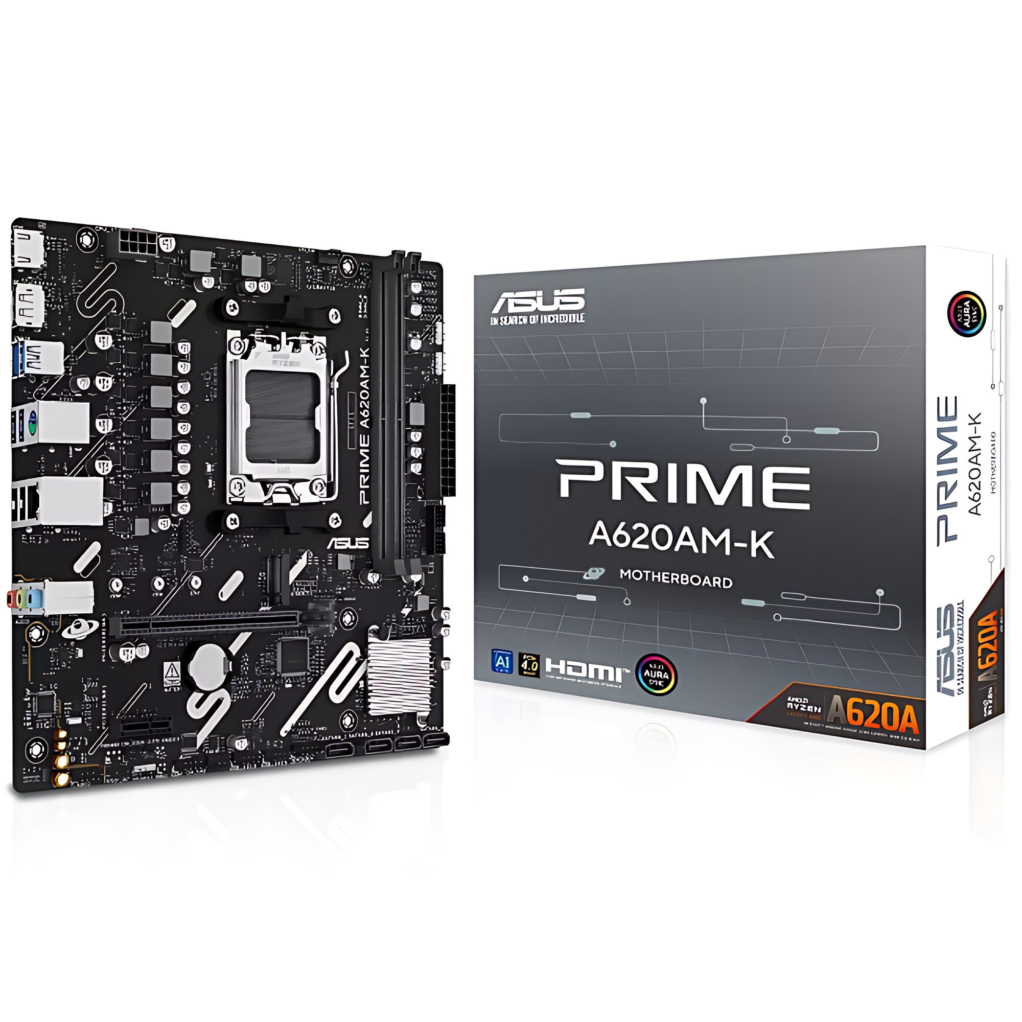 Материнская плата ASUS PRIME A620AM-K, AM5/AMD A620/2xDDR5/PCI-Ex16/M.2/SB7.1/GLAN/DP/HDMI/mATX (90MB1GX0-M0EAY0)