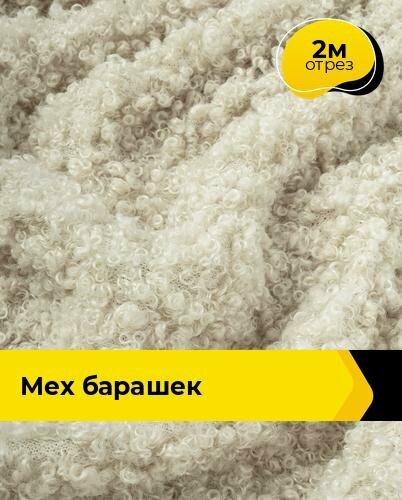 Ткань для шитья и рукоделия Мех "Барашек", отрез 2 м * 165 см, цвет бежевый
