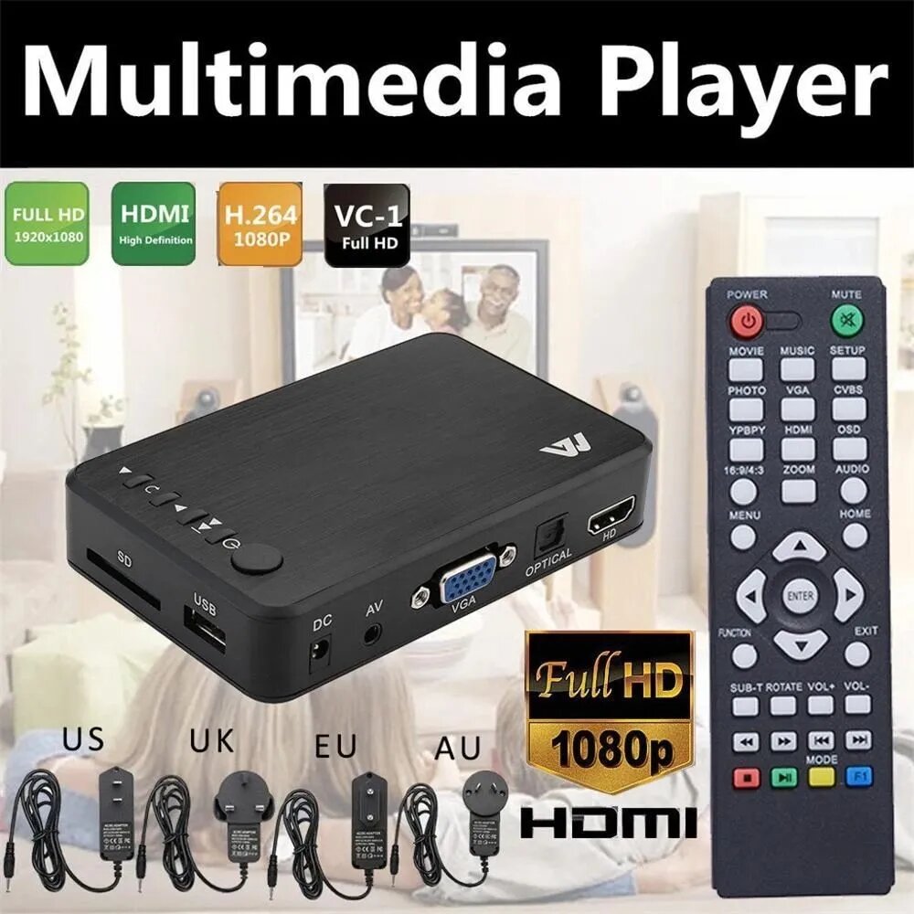 Новый MiniHD Media Box 4K Player поддерживает экранный телевизионный проектор монитор SD жесткий диск для автоматическо