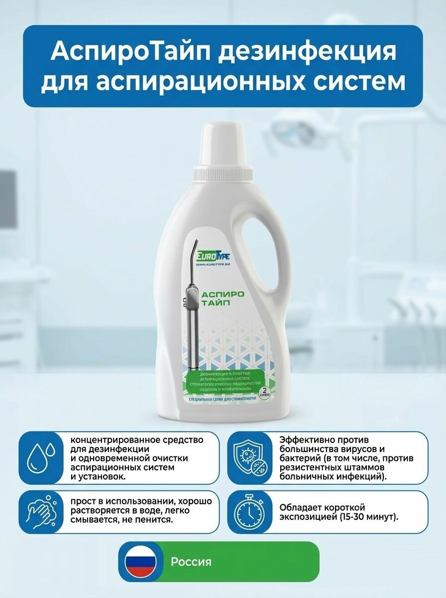 АспироТайп (2 л), концентрат для дезинфекции и очистки аспирации, EuroType