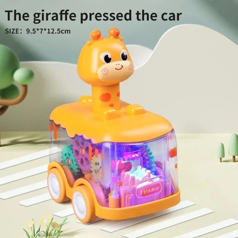 Детская игрушка Press and Go Gear Автомобиль Игрушка для малышей 1, 2, 3 лет Светящаяся игрушка Инерционная машина Подарки на день рождения для детей, мальчиков и девочек