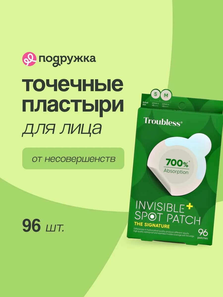 Точечные пластыри для лица TROUBLESS против несовершенств кожи 96 шт.