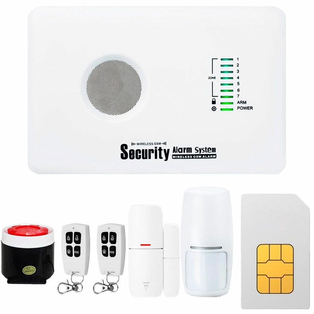 Комплект охранной сигнализации с сим-картой Ps-Link KIT-G10C-SIM GSM, 70 датчиков, реле, SIM в комплекте