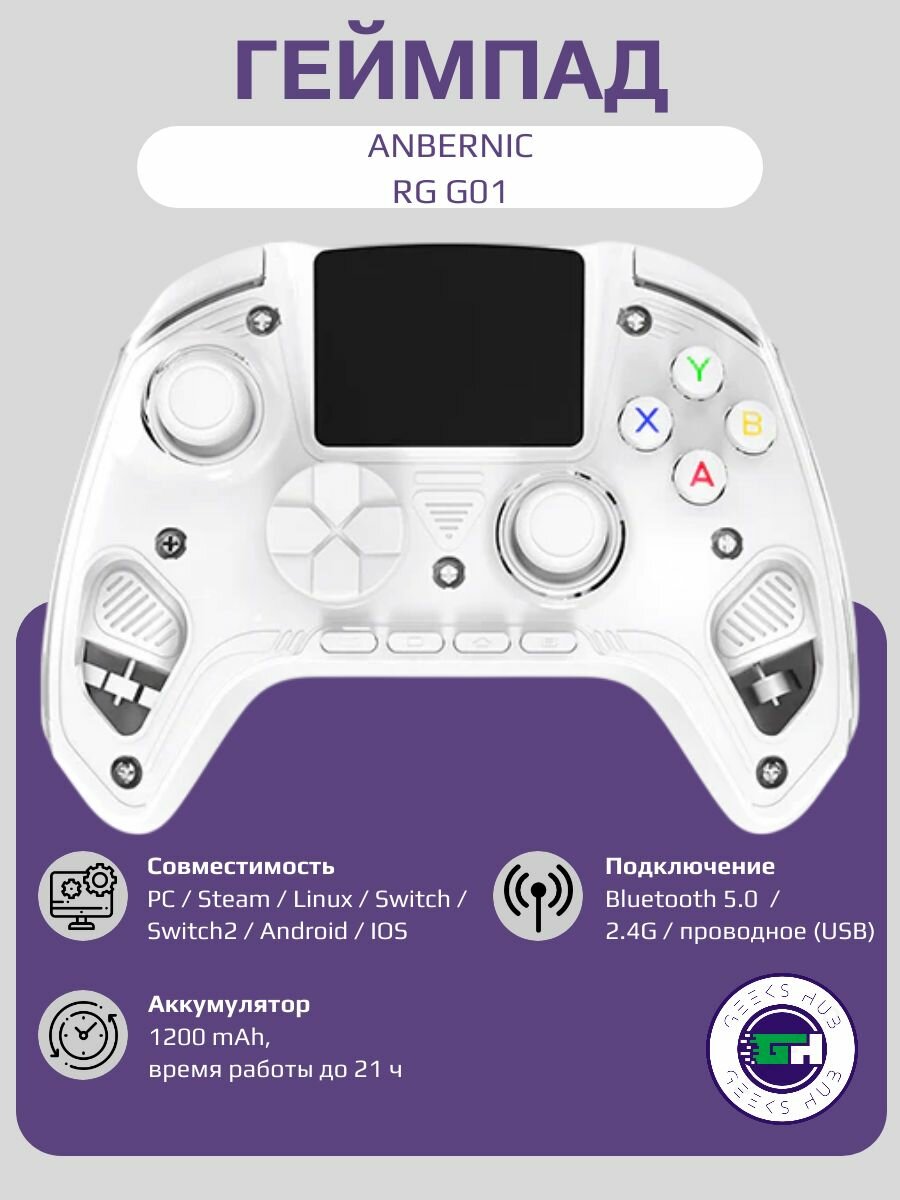 Геймпад ANBERNIC RG G01, белый, проводной / 2.4G / Bluetooth