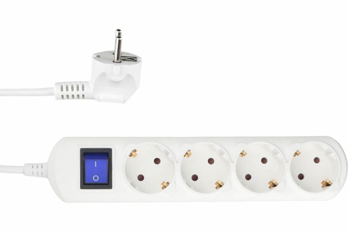 Power Cube Бытовой удлинитель, 4р с/з выкл, 3500 вт, 16 а, 5 м 3x1,50 (белый), PC-5B-5M
