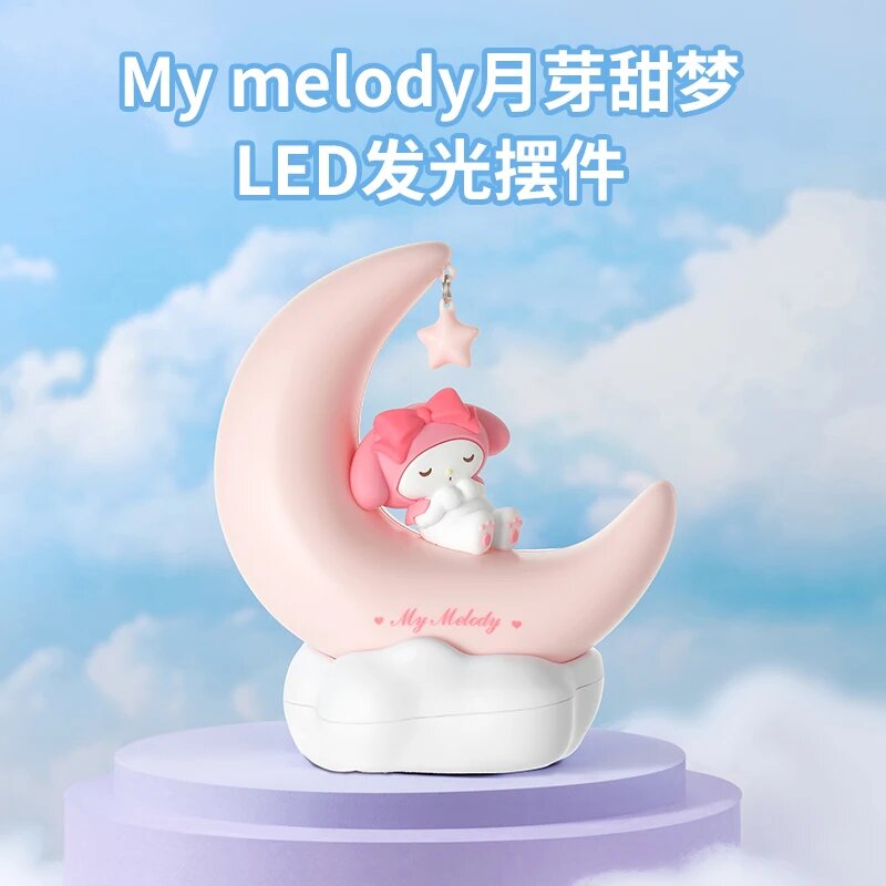 Официальный лицензированный светодиодный ночник My Melody Kuromi Cinnamoroll, эстетический декор комнаты, кавайная лампа с питанием от USB для девочек и женщин