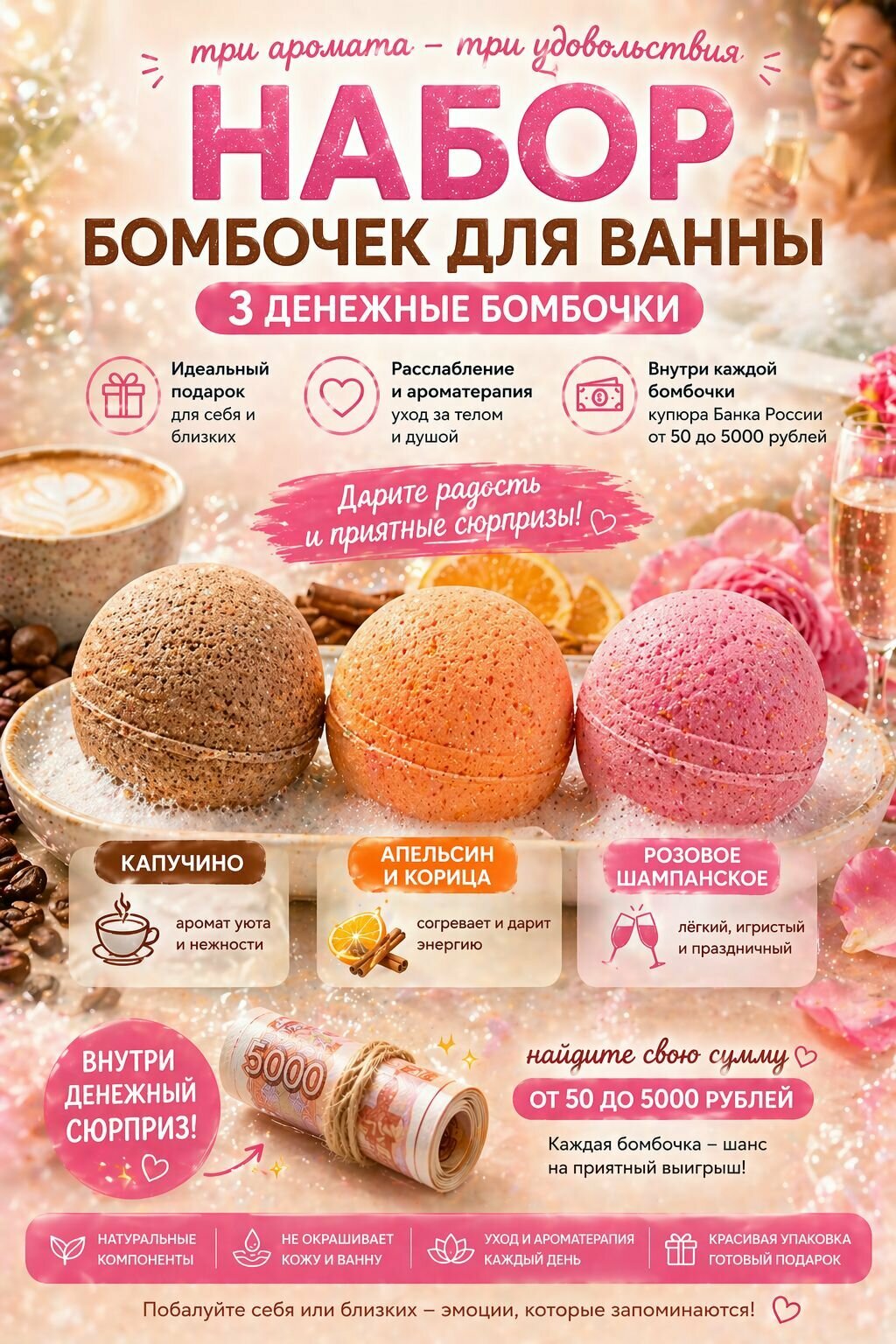 Набор денежных бомбочек для ванны