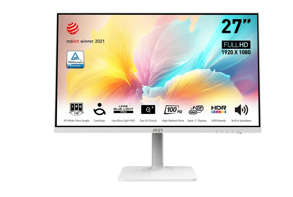 Монитор 27" MSI Modern MD2712PW IPS 1920x1080, 100 Гц, 4 мс, 16:9, 300 кд/м², белый