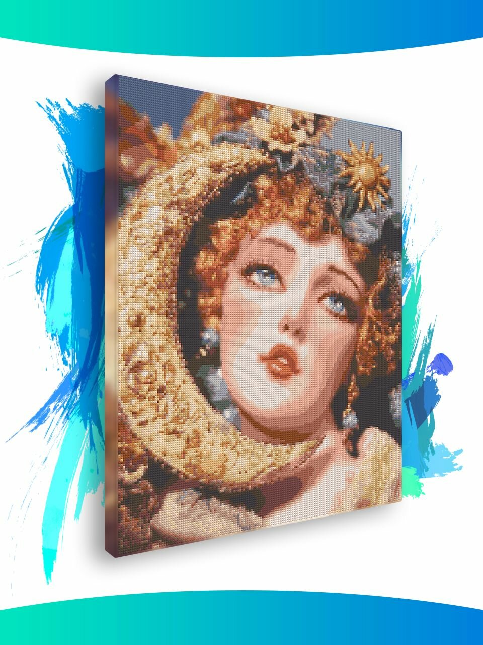 Алмазная мозаика на подрамнике - вышивка - Фарфоровая Дева 1 - 40 х 50 см