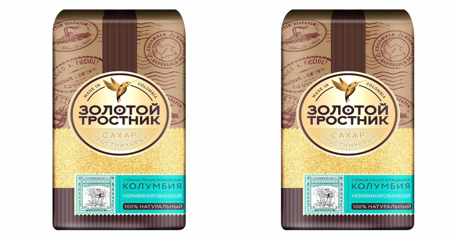 Золотой тростник Сахар коричневый, 500 г, 2 шт