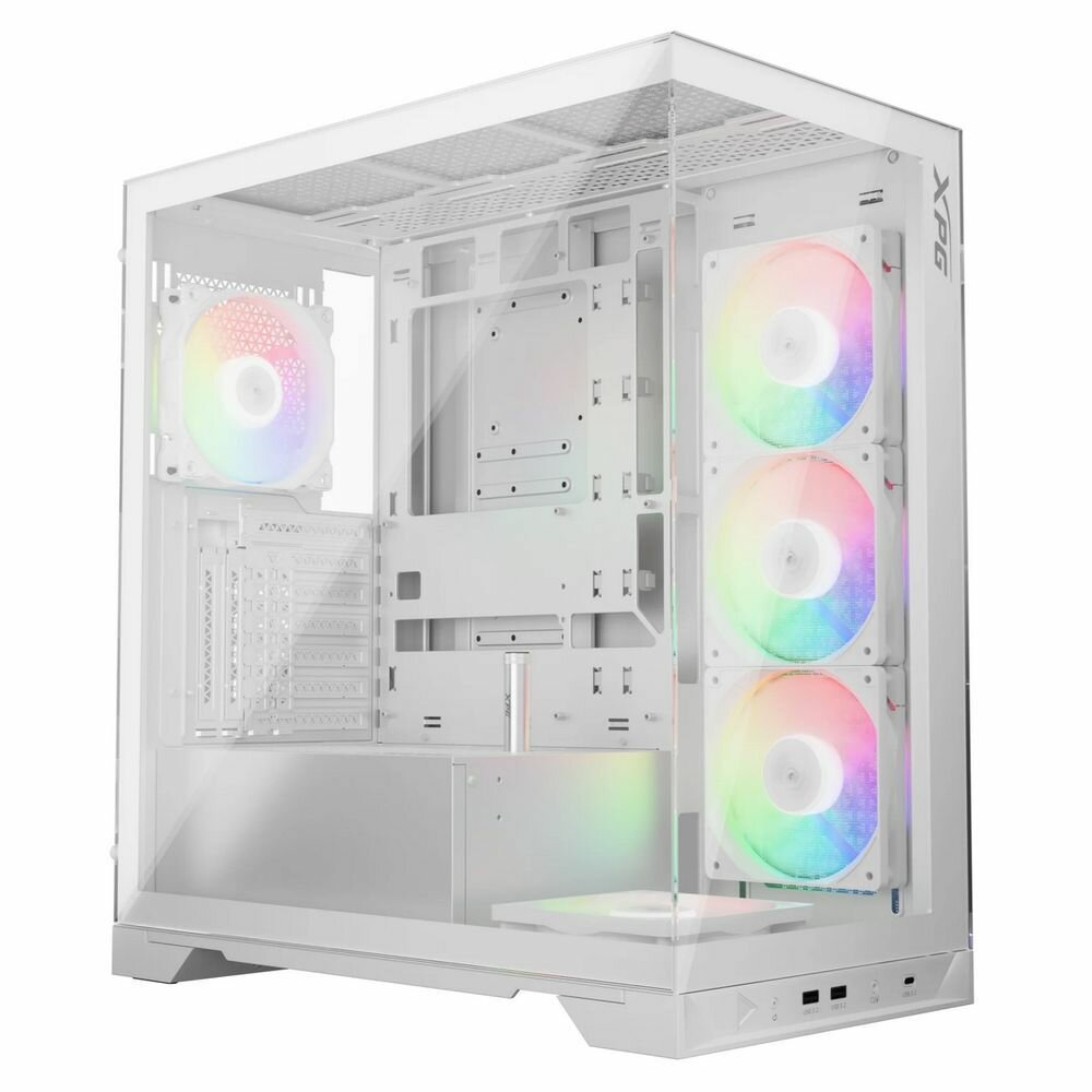 Корпус для ПК белый, игровой, ATX/Mini-ITX, XPG INVADER, INVADERXMT-WHCWW, закаленное стекло, без БП