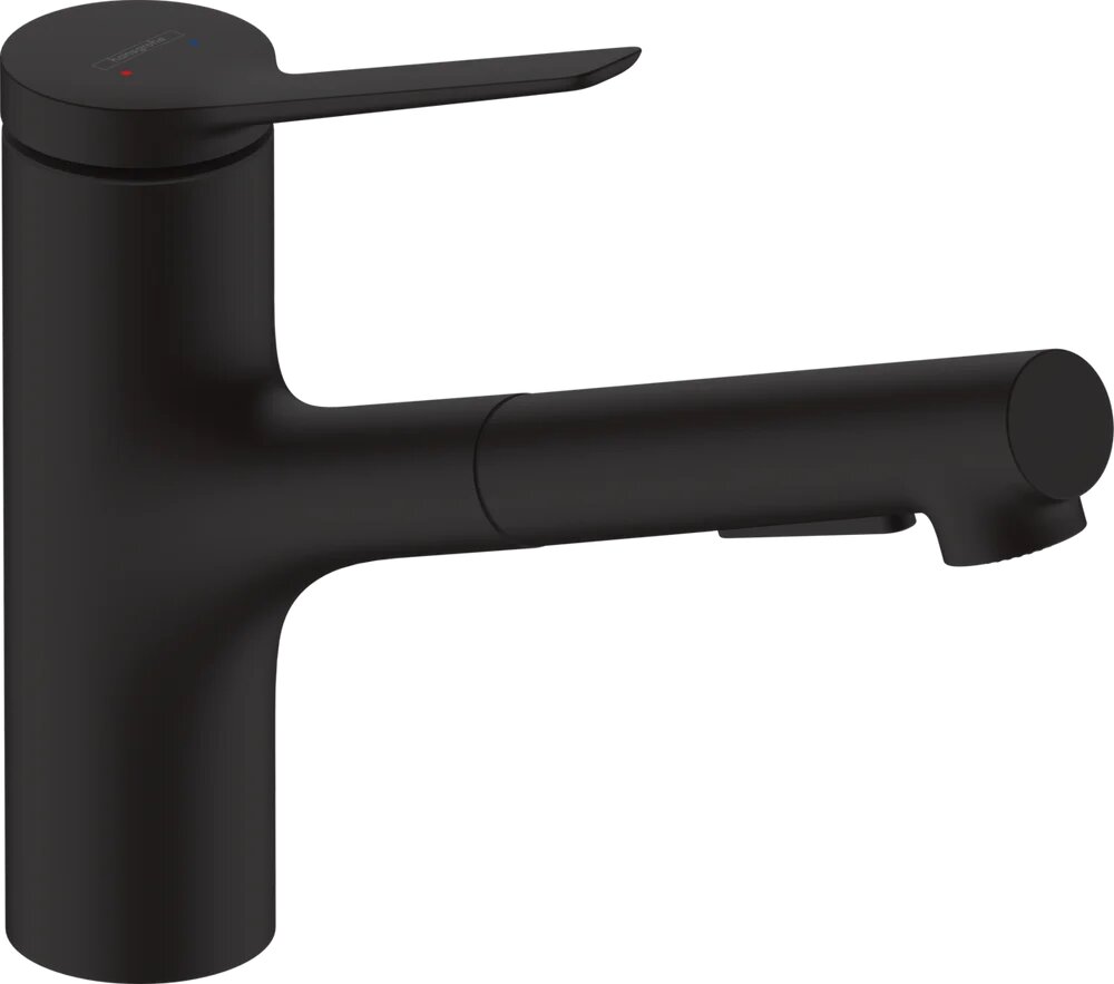 Смеситель для кухни Hansgrohe Zesis M33 74800670 с поворотным изливом, черный, матовый, однорычажный, латунный, с керамическим картриджем