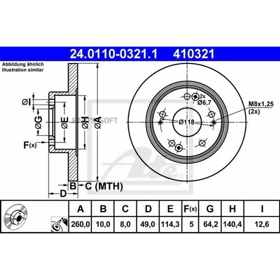 Диск тормозной задн, HONDA: ACCORD VII 2.0/2.0 4WD/2.2 i-CTDi/2.4/2.4 03-, ACCORD VII 2.4 Vtec E 03- от официального дистрибьютора, ATE, артикул 24011003211